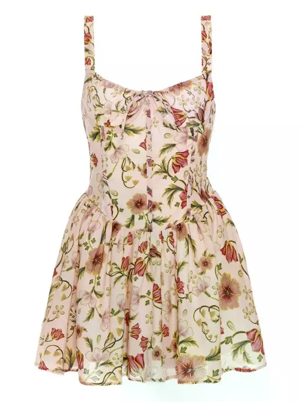 Agua Bendita Spring Aura Floral Corset Mini Dress - Pink