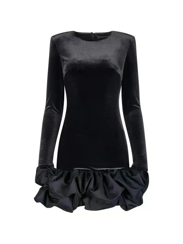 IMROSKA Velvet Ruffled Mini Dress