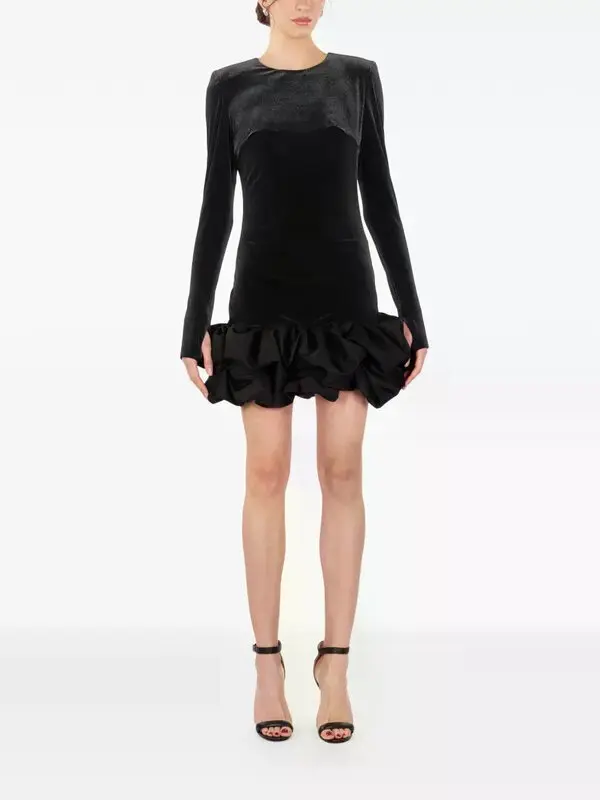 IMROSKA Velvet Ruffled Mini Dress