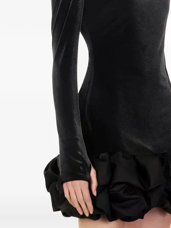 IMROSKA Velvet Ruffled Mini Dress