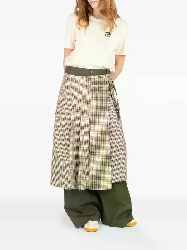 SOCIETE ANONYME Plaid Pleated Kilt Midi Skirt