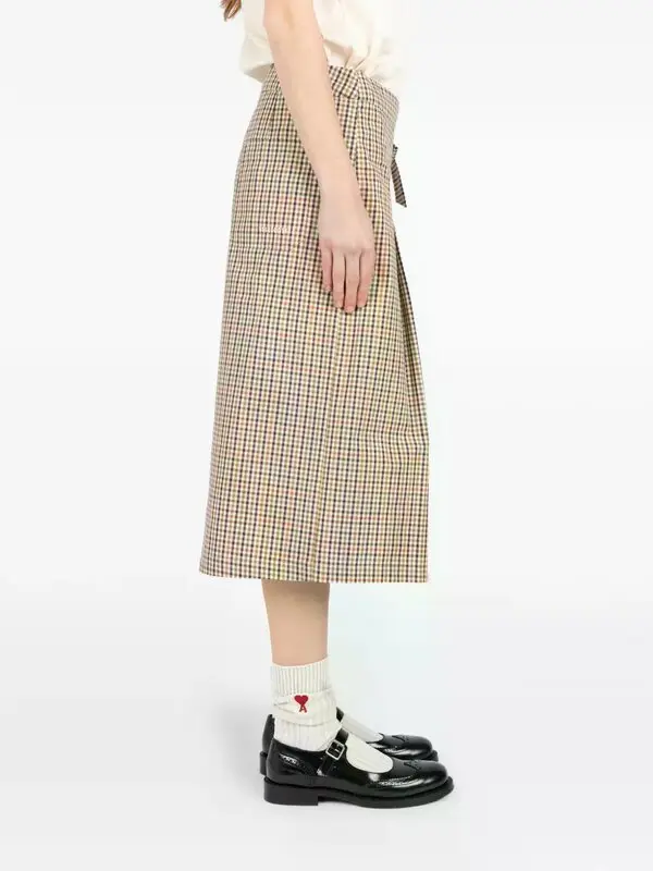 SOCIETE ANONYME Plaid Pleated Kilt Midi Skirt