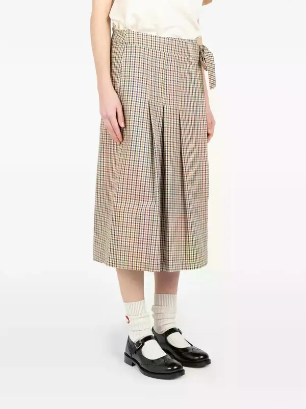 SOCIETE ANONYME Plaid Pleated Kilt Midi Skirt