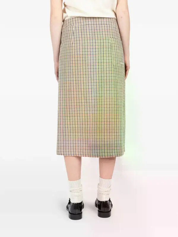 SOCIETE ANONYME Plaid Pleated Kilt Midi Skirt