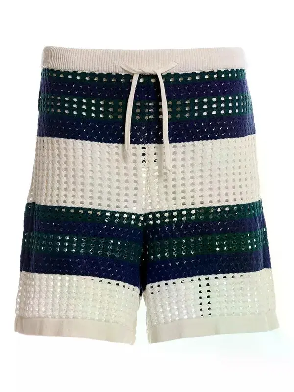 Agua Bendita Striped Open-knit Shorts