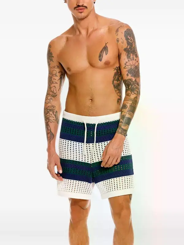 Agua Bendita Striped Open-knit Shorts