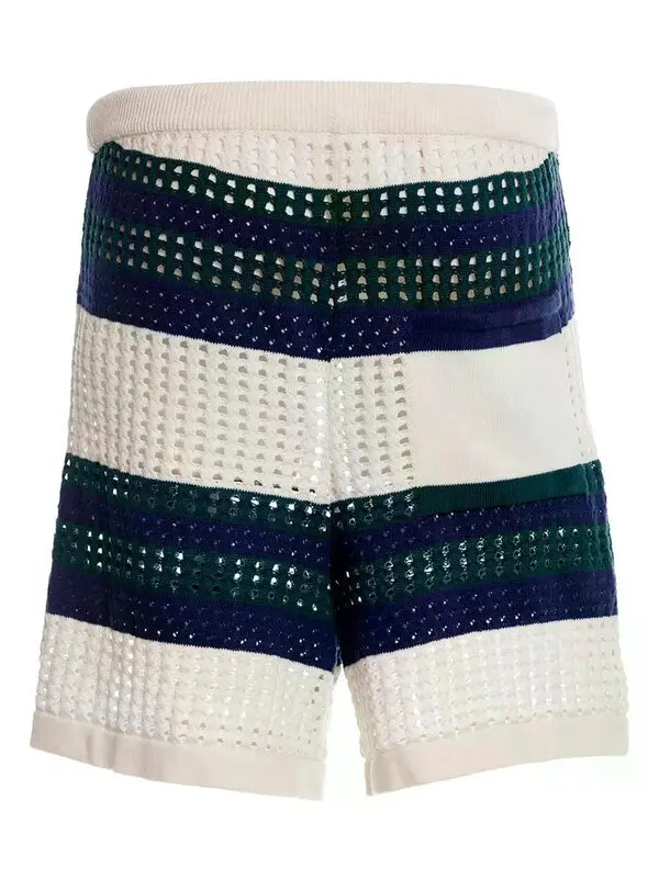 Agua Bendita Striped Open-knit Shorts