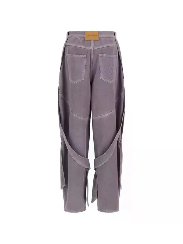 Attico Garment-dyed Jeans With Side Ribbons - Purple
