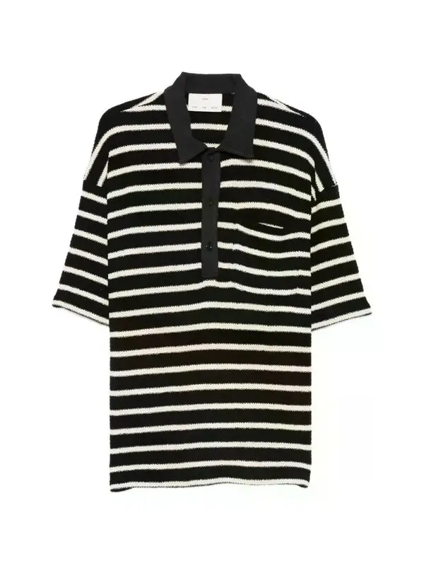 SONG FOR THE MUTE Striped-pattern Chest-pocket Polo Shirt - Black
