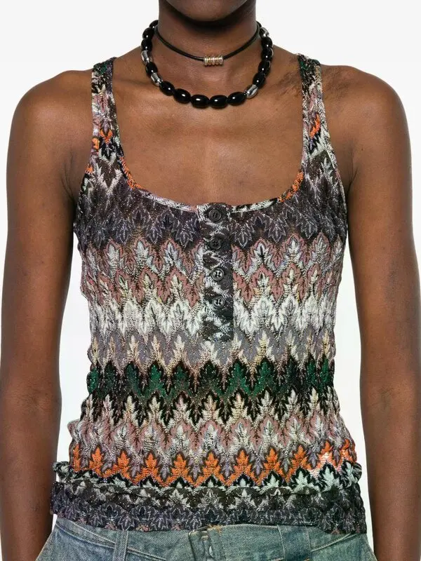 Missoni Buttoned Patterned Tank Top
