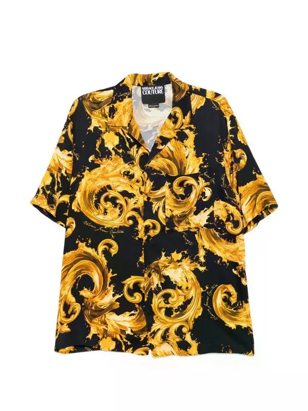 Versace Baroque-print Short-sleeve Shirt - Gold