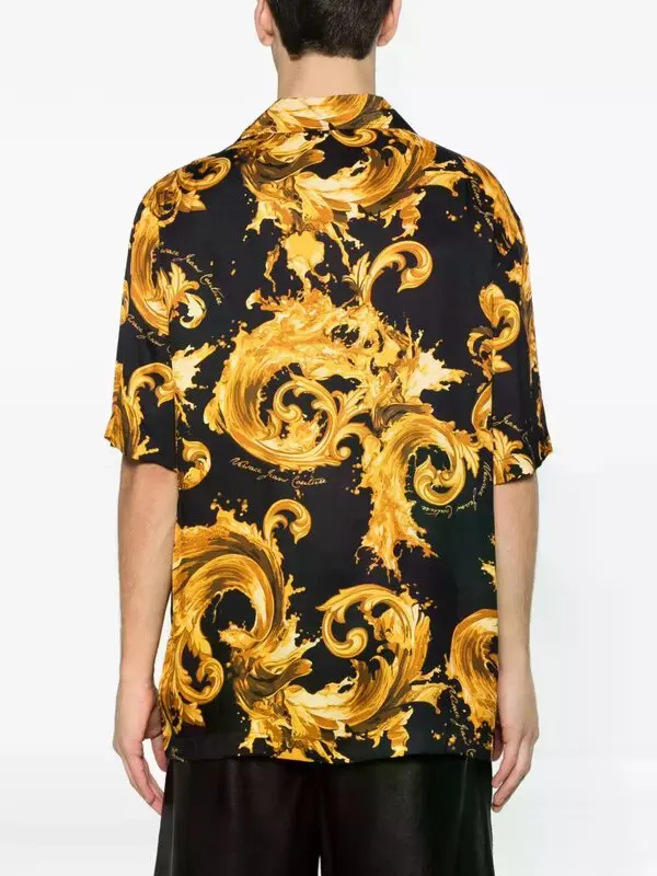 Versace Baroque-print Short-sleeve Shirt - Gold