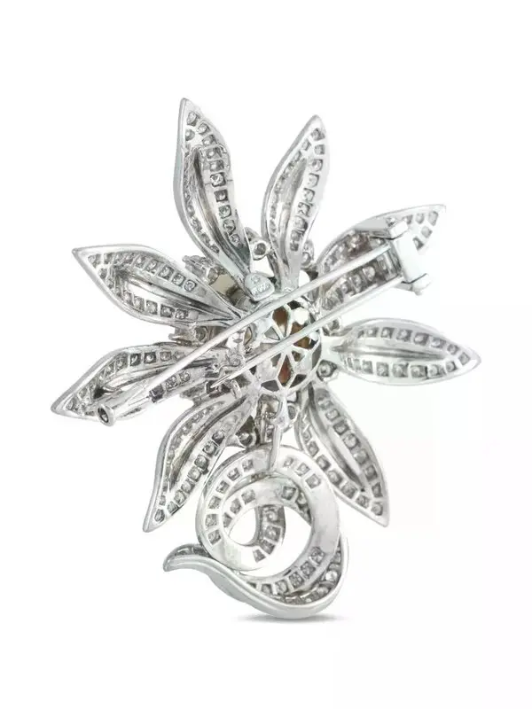 LB EXCLUSIVE Diamond And Pearl Sunflower Brooch