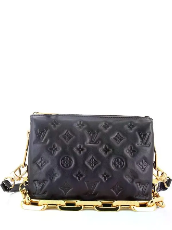 LOUIS VUITTON Coussin Bb Monogram Embossed Lambskin Crossbody Bag - Black