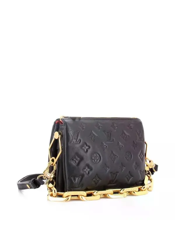 LOUIS VUITTON Coussin Bb Monogram Embossed Lambskin Crossbody Bag - Black
