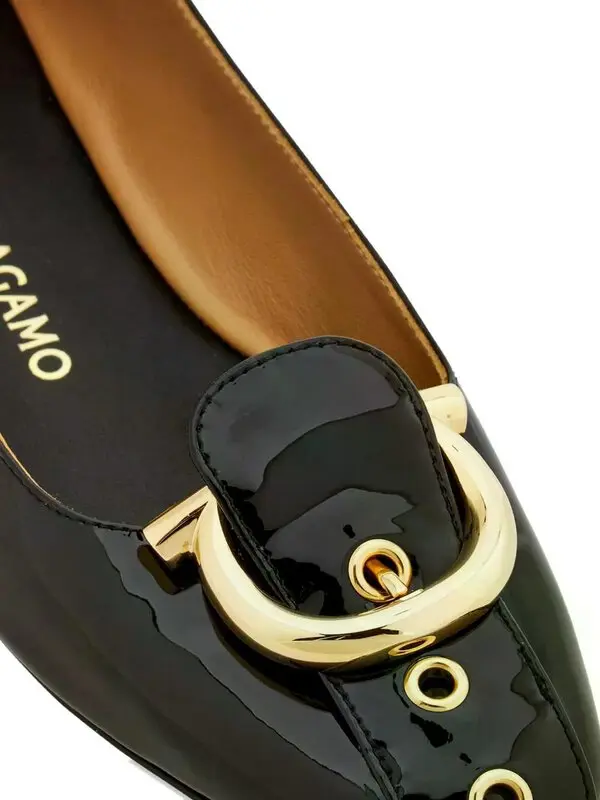 FERRAGAMO Gancini-buckle Leather Ballet Flats