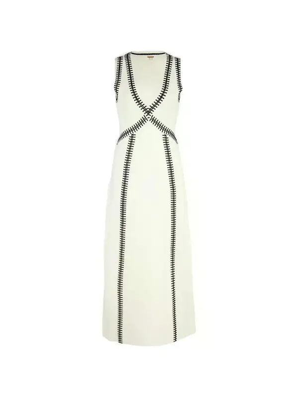 Johanna Ortiz V-neck Midi Dress - Neutrals