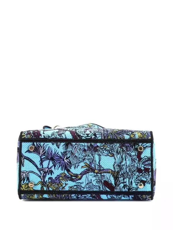 Dior Lady D-lite Embroidered Canvas Medium Satchel - Blue