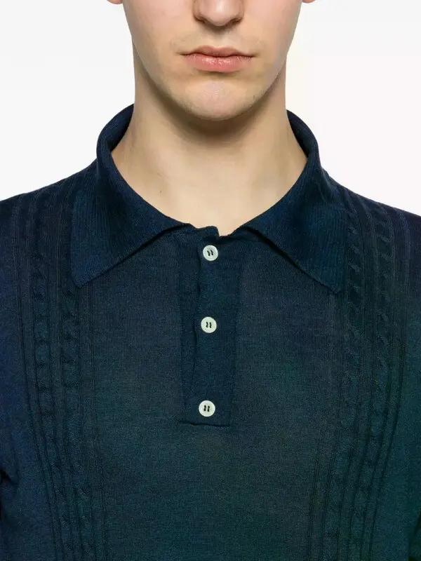Kiton Short-sleeve Textured Polo Shirt - Blue