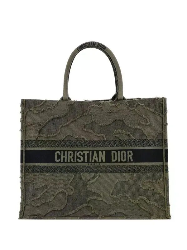 Dior Camouflage Embroidered Canvas Large Book Tote - Green