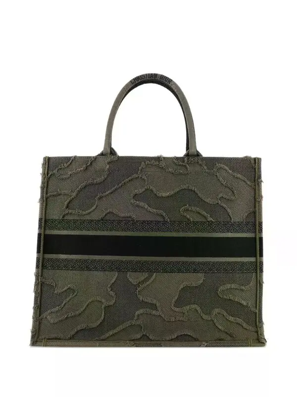 Dior Camouflage Embroidered Canvas Large Book Tote - Green