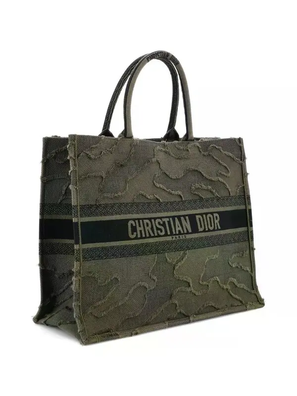 Dior Camouflage Embroidered Canvas Large Book Tote - Green