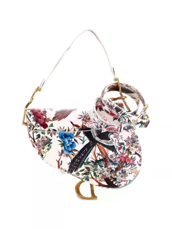 Dior Saddle Handbag With Strap Printed Leather Medium - Multicolour
