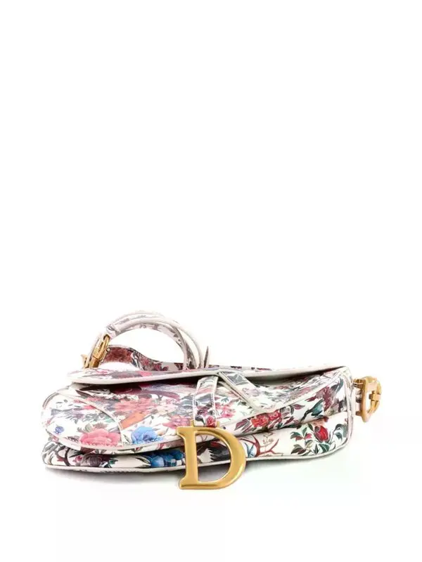 Dior Saddle Handbag With Strap Printed Leather Medium - Multicolour