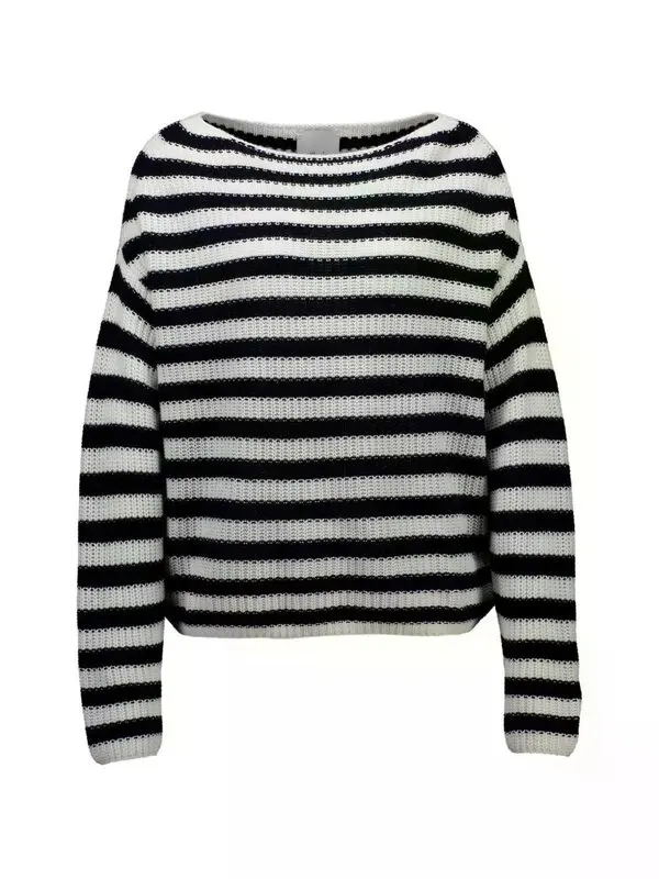ALLUDE Striped Knit Sweater