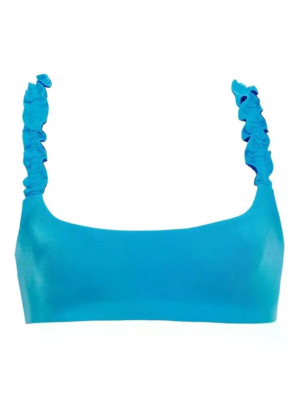 Agua Bendita Rui Ruffled-strap Bikini Top - Blue