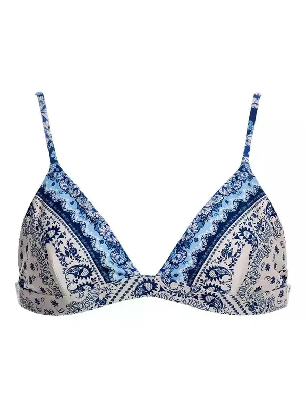 Agua Bendita Lisa Paisley-print Triangle Bikini Top - Blue