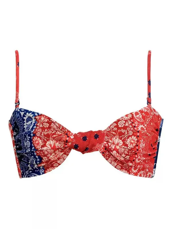 Agua Bendita Lucille Paisley-print Bikini Top - Red