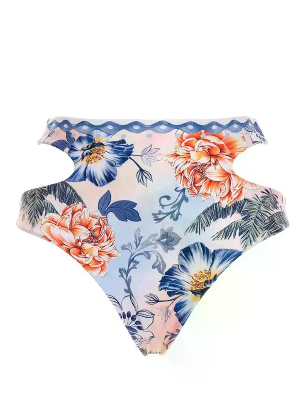 Agua Bendita Carieli Floral-print Bikini Bottom - White