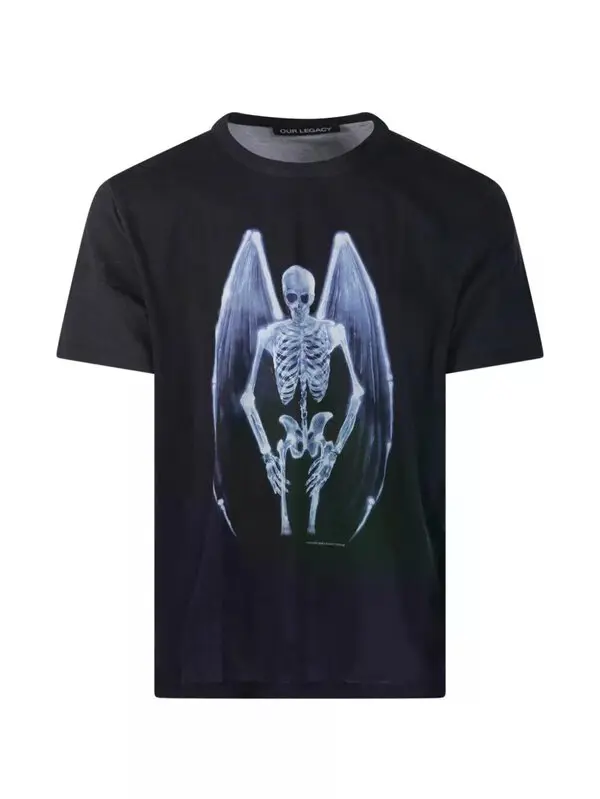 Our Legacy Fallen Angel-print Round-neck T-shirt - Black