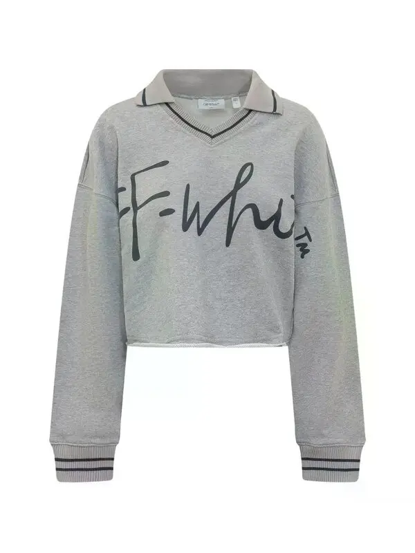 Off-White Cropped Script Sweatshirt
