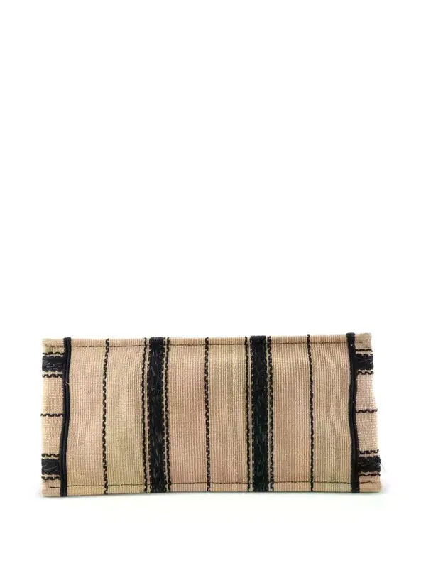 Dior Book Bayadere Stripe Embroidered Canvas Medium Tote Bag - Black