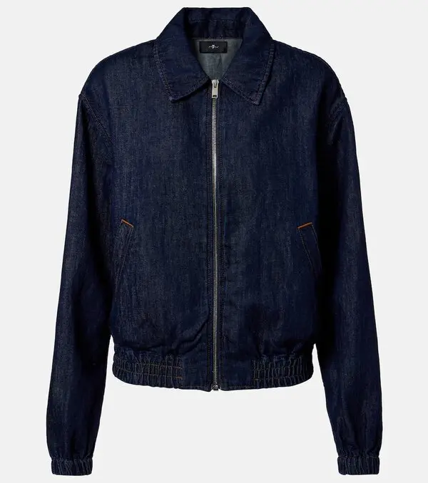 7 For All Mankind Denim Bomber Jacket - Blue