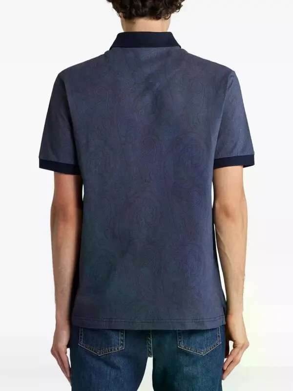 Etro Cotton Polo Shirt With Arnica Motif - Blue
