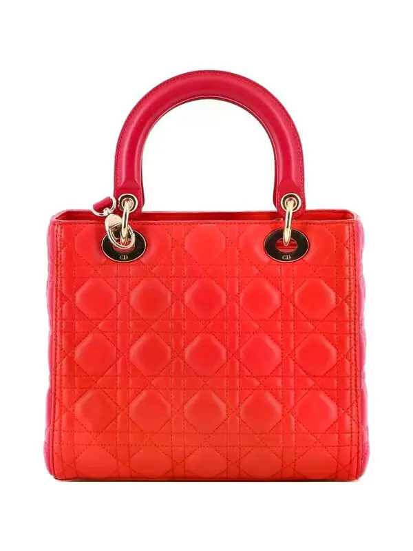Dior Lady Medium Satchel Cannage Quilt Lambskin - Red
