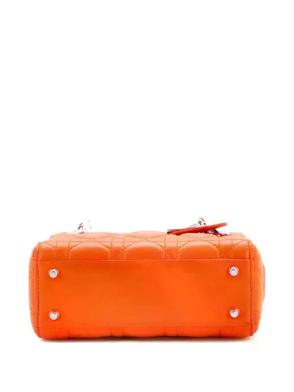 Dior Lady Chain Bag Cannage Quilt Lambskin Mini Satchel - Orange