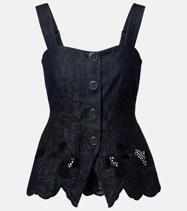Veronica Beard Mirielle Cotton Chambray Top