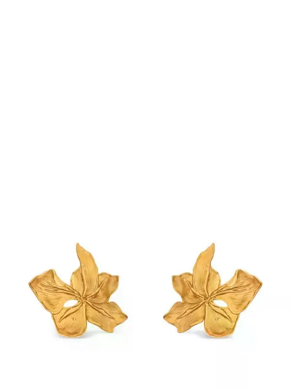 Oscar De La Renta Floral Earrings - Gold