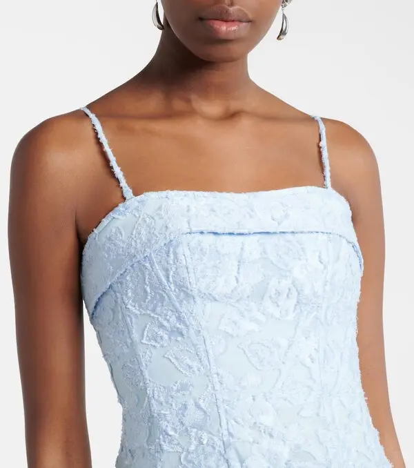 Simkhai Valeria Embroidered Midi Dress - Blue