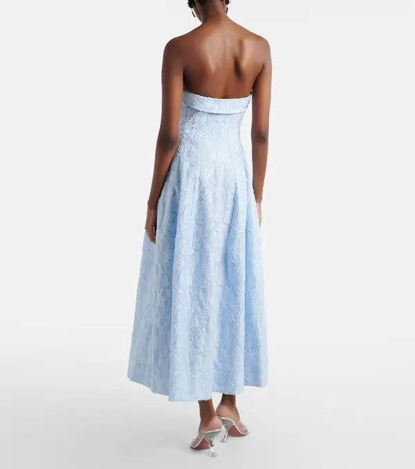 Simkhai Valeria Embroidered Midi Dress - Blue