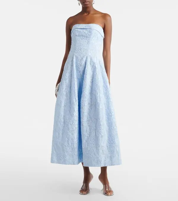 Simkhai Valeria Embroidered Midi Dress - Blue