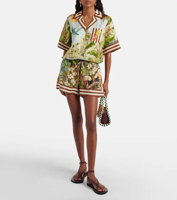 ALEMAIS Toucan Tango Printed Linen Shorts - Multicoloured