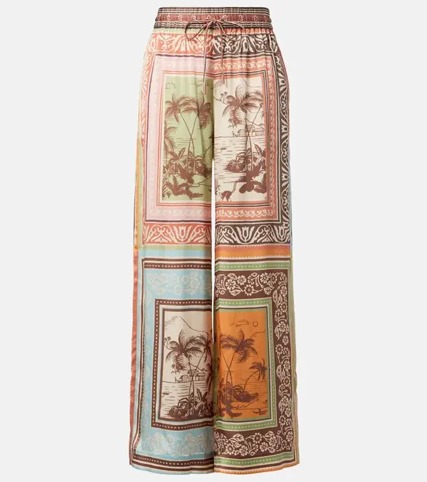 ALEMAIS Alberta Silk Satin Palazzo Pants - Multicoloured