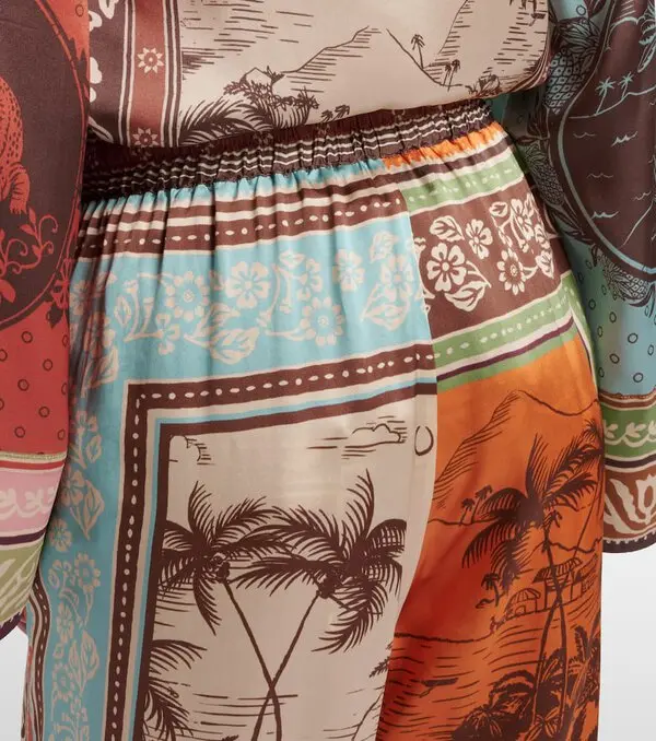 ALEMAIS Alberta Silk Satin Palazzo Pants - Multicoloured
