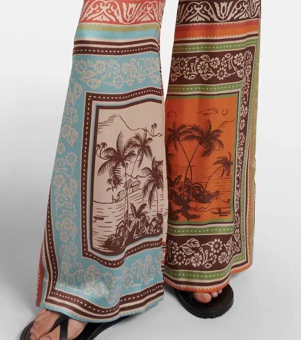 ALEMAIS Alberta Silk Satin Palazzo Pants - Multicoloured