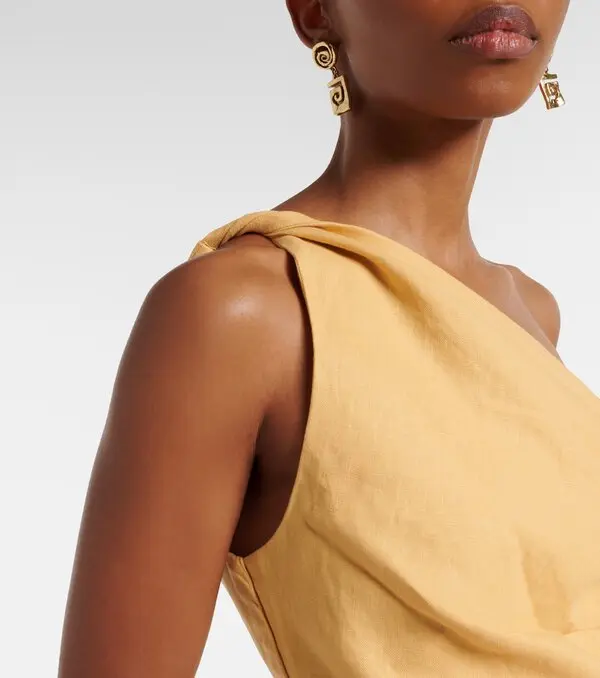 Faithfull The Brand Simona One-shoulder Linen Minidress